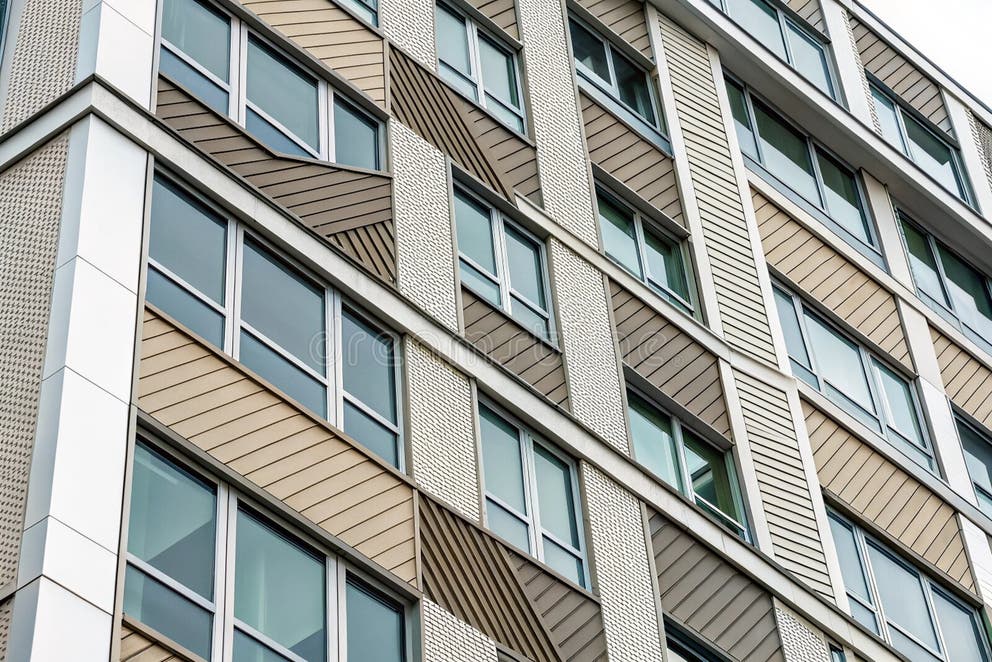 Abstract Diagonal Building Facade with Windows Stock Illustration ...