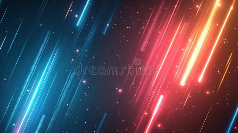 Abstract Diagonal Light Streaks in Blue and Red on Black Background ...