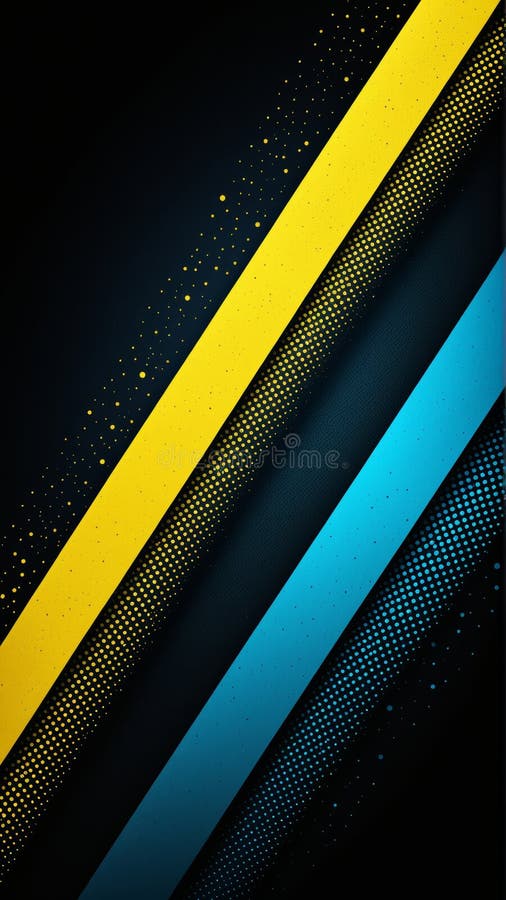 Abstract Diagonal Lines in Blue and Yellow with Dotted Patterns on ...