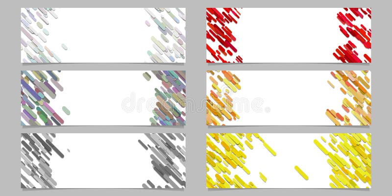 Abstract Diagonal Rounded Stripe Pattern Banner Template Design Set ...