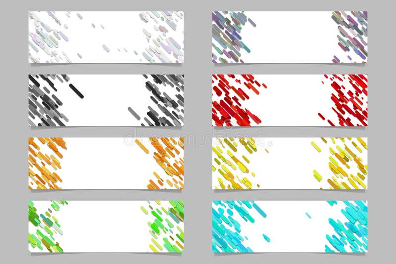Abstract Diagonal Rounded Stripe Pattern Banner Template Design Set Stock Vector Illustration
