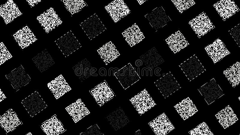 Abstract Diagonal Rows of Square Shaped Black and White QR Codes Moving ...