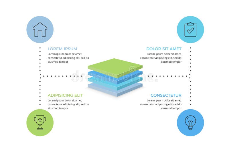 Abstract Diagram with 4 Elements Stock Vector - Illustration of mind ...