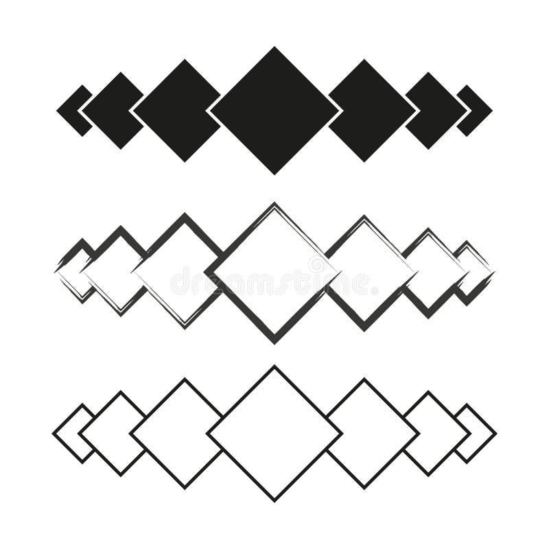 Abstract Diamond Borders. Geometric Vector Patterns. Modern Minimalist ...