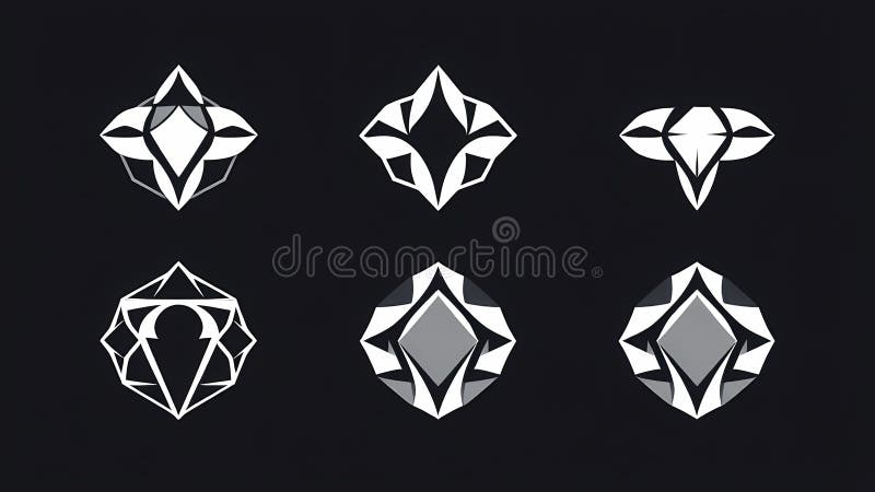 Abstract Diamond Logo Designs in Black and White with Geometric Shape ...