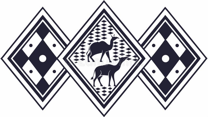 Abstract Diamond Patterns with Deer, Symbolizing Nature and Art, Vector ...