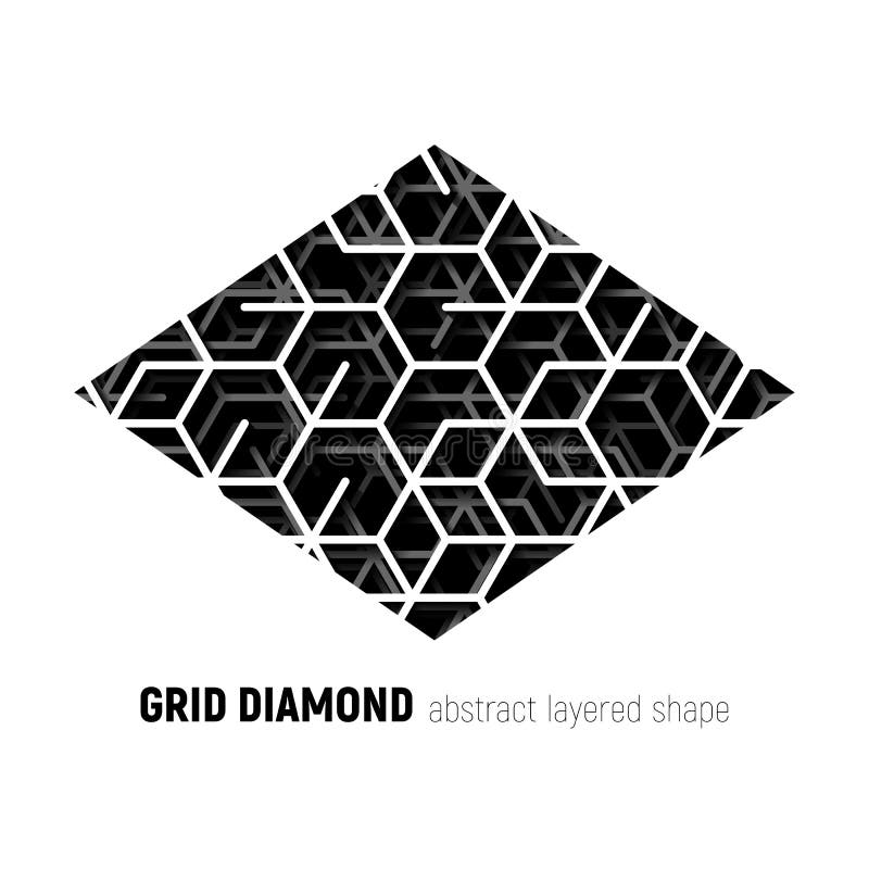 Abstract Diamond Shape with Layered Lines Triangular Grid and Shadow ...