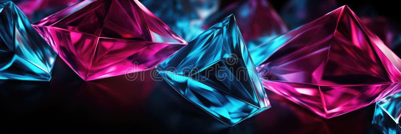 Abstract Diamond Shape Magenta Yellow Cyan Colours on Black Background ...