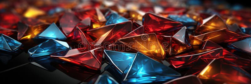Abstract Diamond Shape Yellow Blue Red Colours on Black Background ...