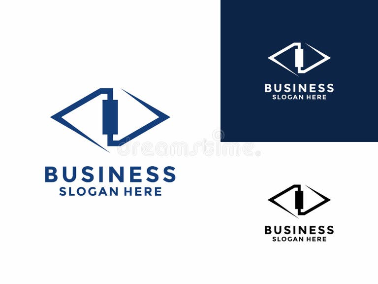 Abstract Diamond Trading Logo, Candle Stick and Diamond Line Vector ...