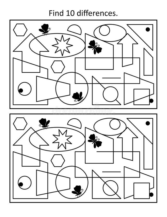 Abstract Difference Game. Spot 10 Differences between Two Pictures ...