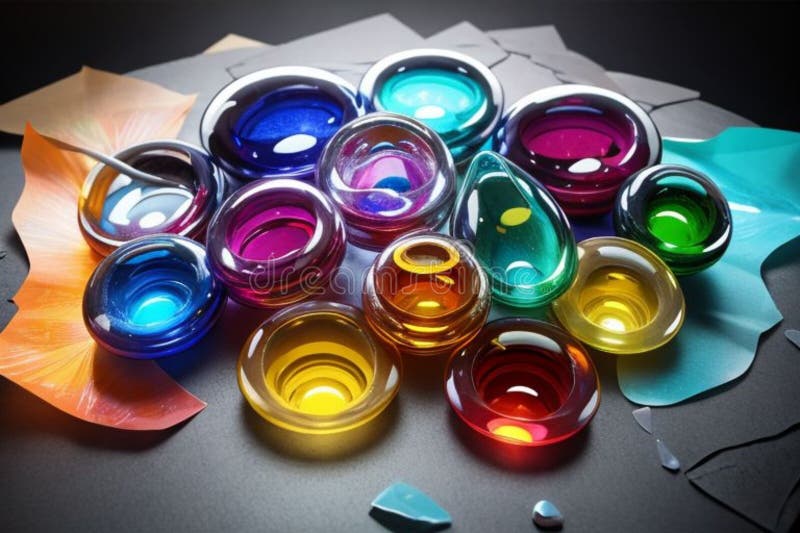 Abstract of Different Colors, Transparent Materials, Materials with ...