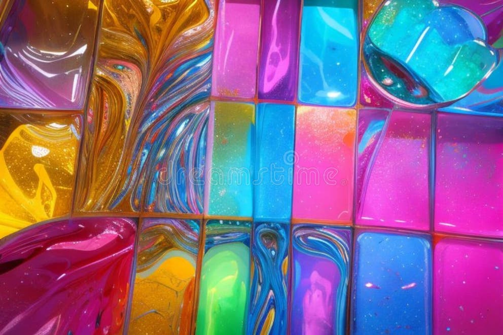Abstract of Different Colors, Transparent Materials, Materials with ...