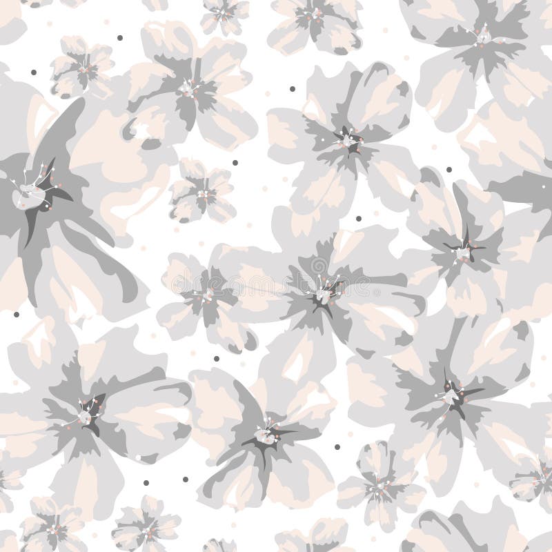 Abstract Different Size Gray and Pink Flowers on White Background ...