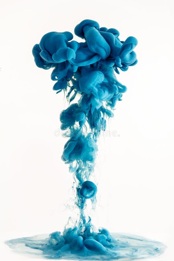 Abstract Diffusion of Drops of Paint in Water on a White Background ...