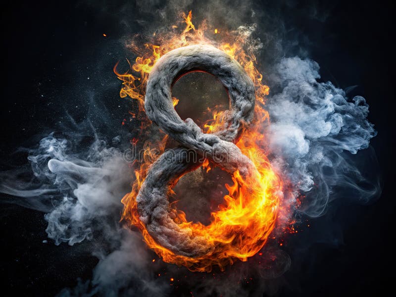 Abstract Digit 8 a Surreal Fusion of Smoke Ash and Fire on a Minimalist ...