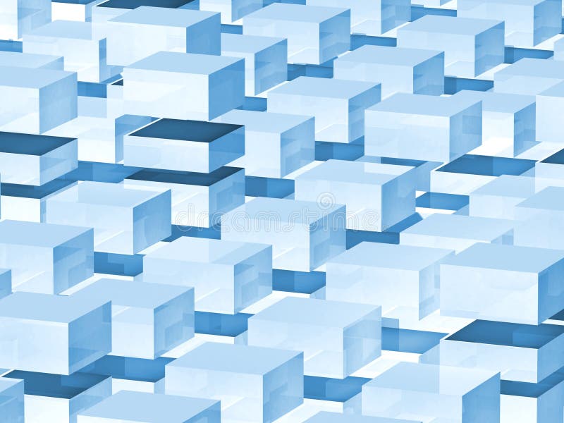 Abstract Digital 3d Background with Blue Boxes Stock Illustration ...