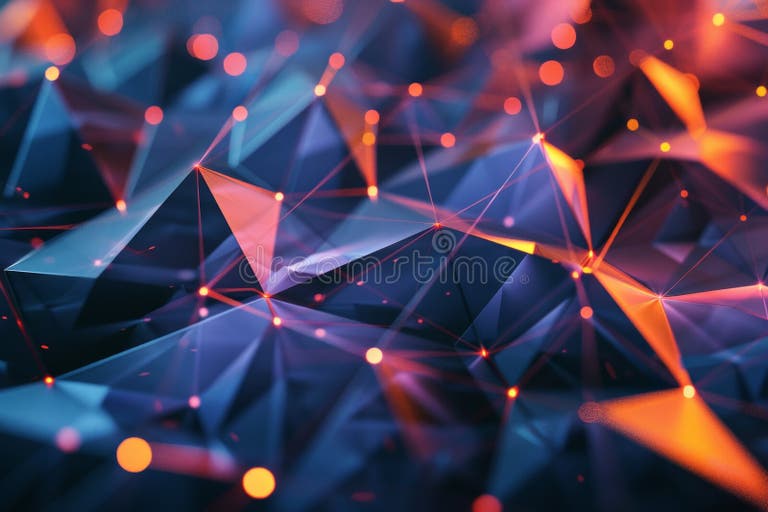 Digital Ai Illustration Made of Glowing 3d Triangular Polygons Stock ...