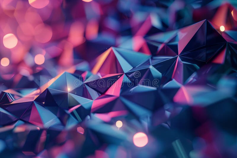 Digital Ai Illustration Made of Glowing 3d Triangular Polygons Stock ...