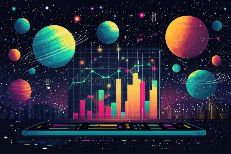 Abstract Digital Analytics Concept with Planetary and Futuristic ...