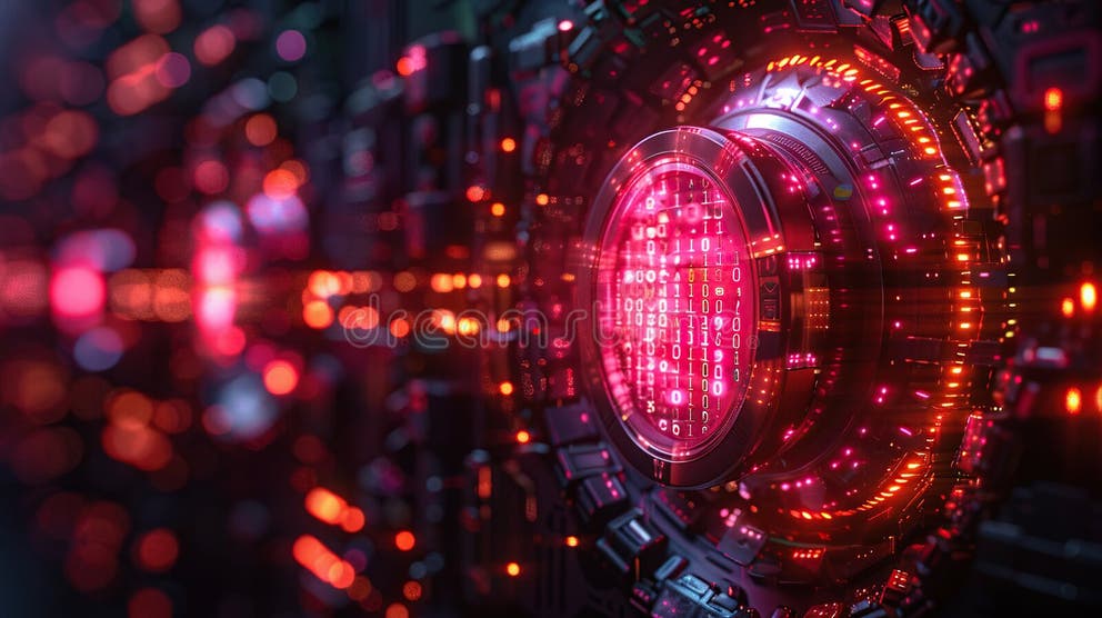 Abstract Digital Art with Binary Code and Glowing Lights Stock ...