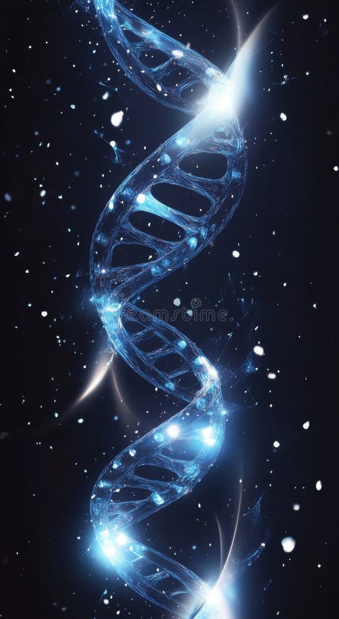 Abstract Digital Art of a Blue DNA Helix in a Cosmic Setting Showcasing ... Abstract Digital Art of a Blue DNA Helix in a Cosmic Setting Showcasing ...