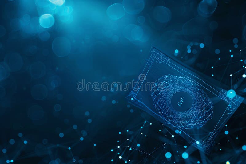 Abstract Digital Art Blue Glowing Card IWO Network Technology Bokeh ...
