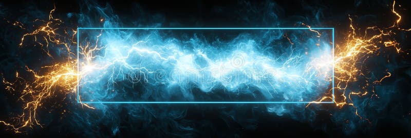 Abstract Digital Art with Blue and Orange Electric Energy Currents in a ...