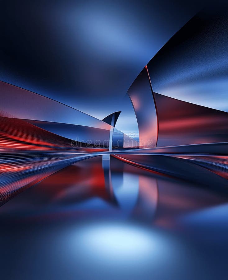 Abstract Digital Art with Blue and Red Gradient Reflection Stock ...