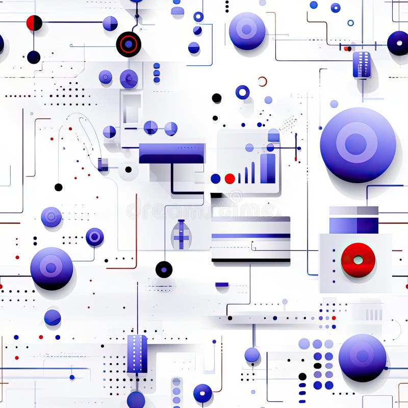 Abstract Digital Art with Blue Spheres on White Background (tiled ...