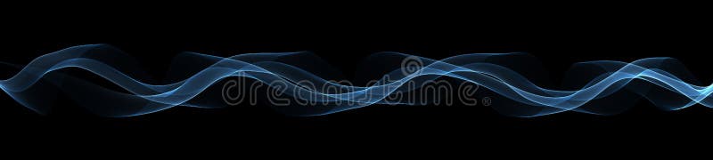 Abstract Digital Art Blue Waves Dynamic Lines in Black Background. Wave ...