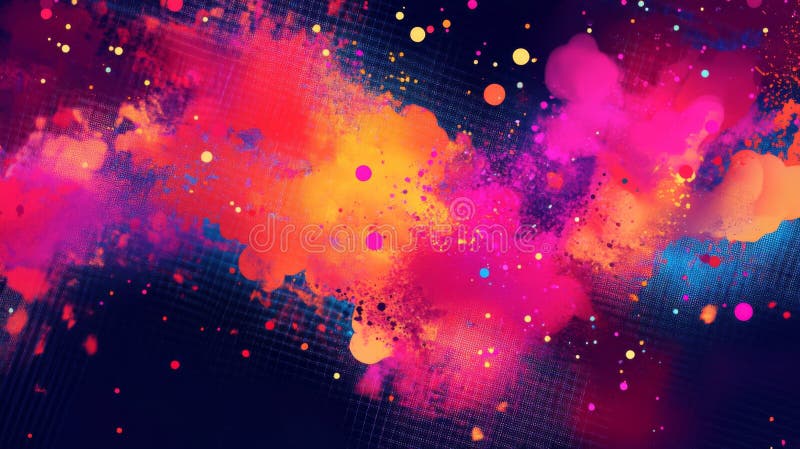 Abstract Digital Art with Bright Color Splashes and Dots Stock ...