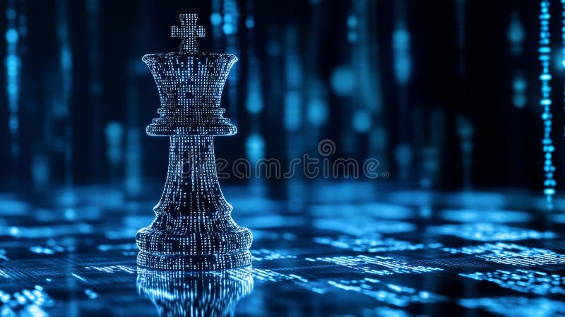 Abstract Digital Art with Chessboard and Binary Code King Piece ...