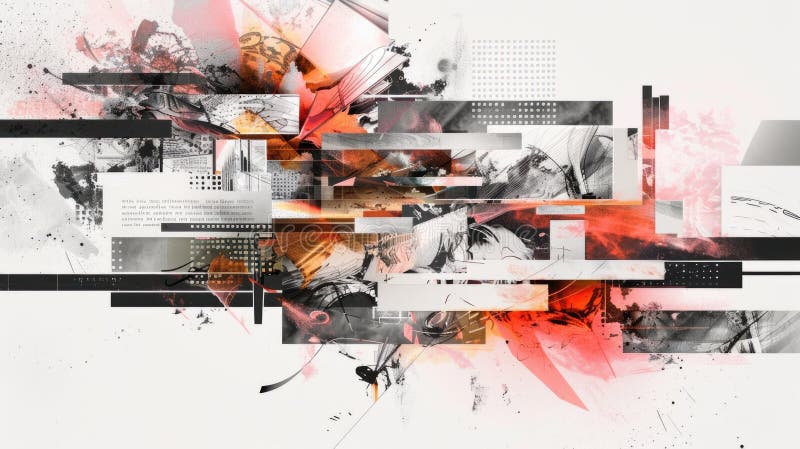 Abstract Digital Art Collage with Dynamic Splashes and Urban Elements ...