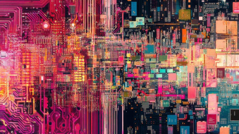 Abstract Digital Art Colorful Circuit Board Technology Background Stock ...