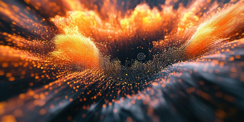 Abstract Digital Art Depicting Vibrant Orange Particles in Dynamic ...