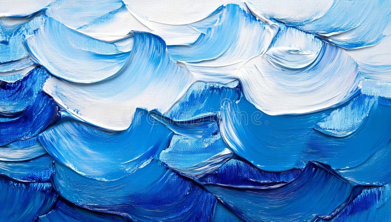 Abstract Digital Art with Dynamic Waves in Various Shades of Blue ...