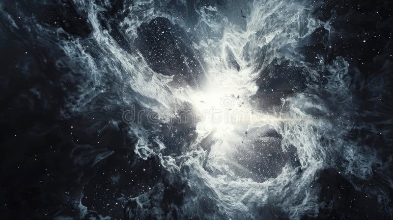 Abstract Digital Explosion with Debris and Particle on a Dark ...