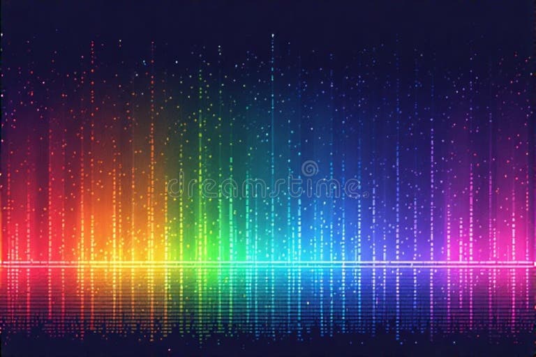 Vibrant Rainbow Sound Wave Spectrum with Digital Particles Stock ...
