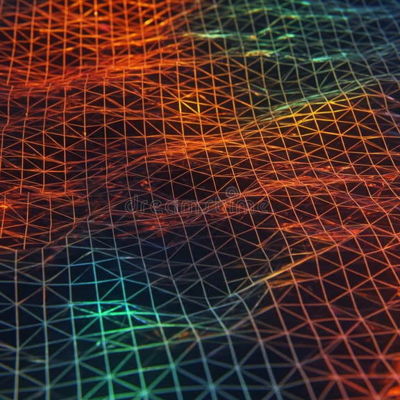 Abstract Digital Art Features a Grid Pattern of Interconnected ...