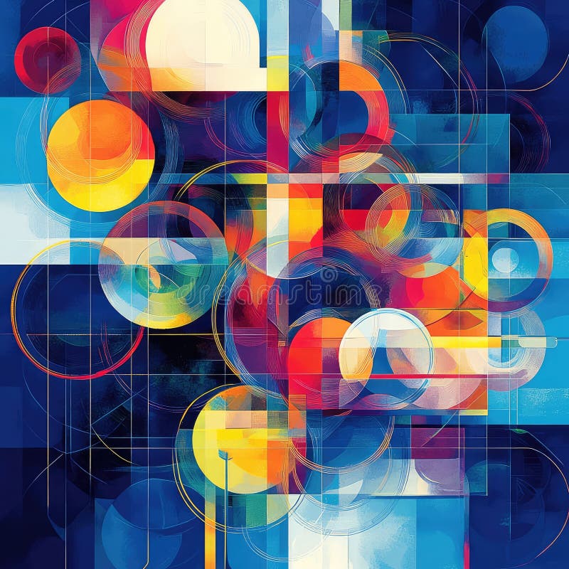 Abstract Digital Art Featuring Circular Geometric Patterns and Vibrant ...
