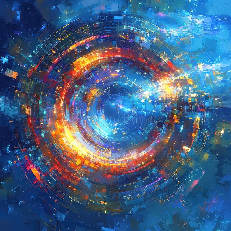 Abstract Digital Art Featuring Circular Geometric Patterns and Vibrant ...
