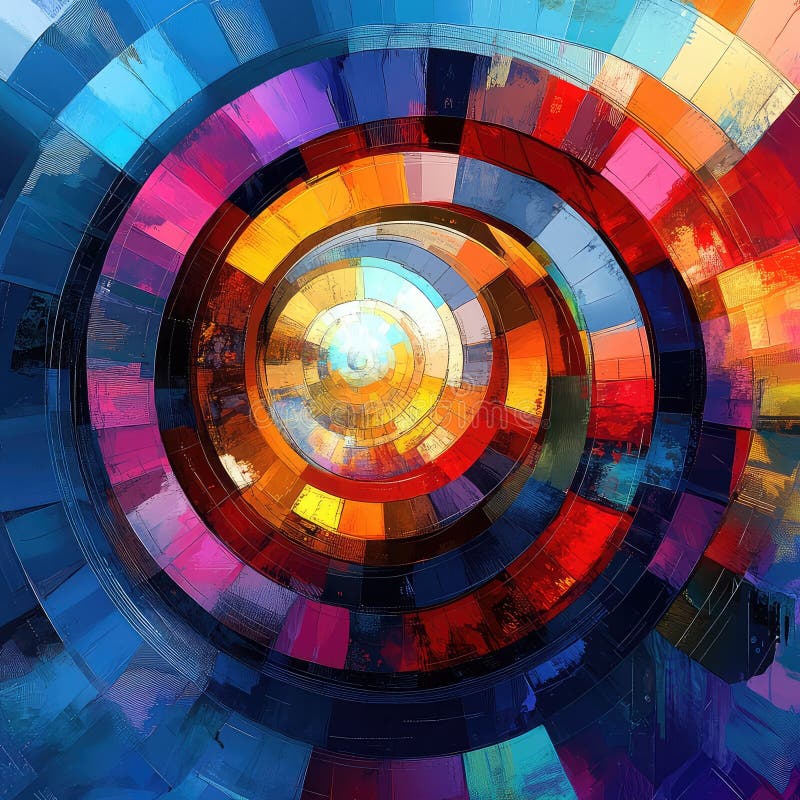 Abstract Digital Art Featuring Circular Geometric Patterns and Vibrant ...