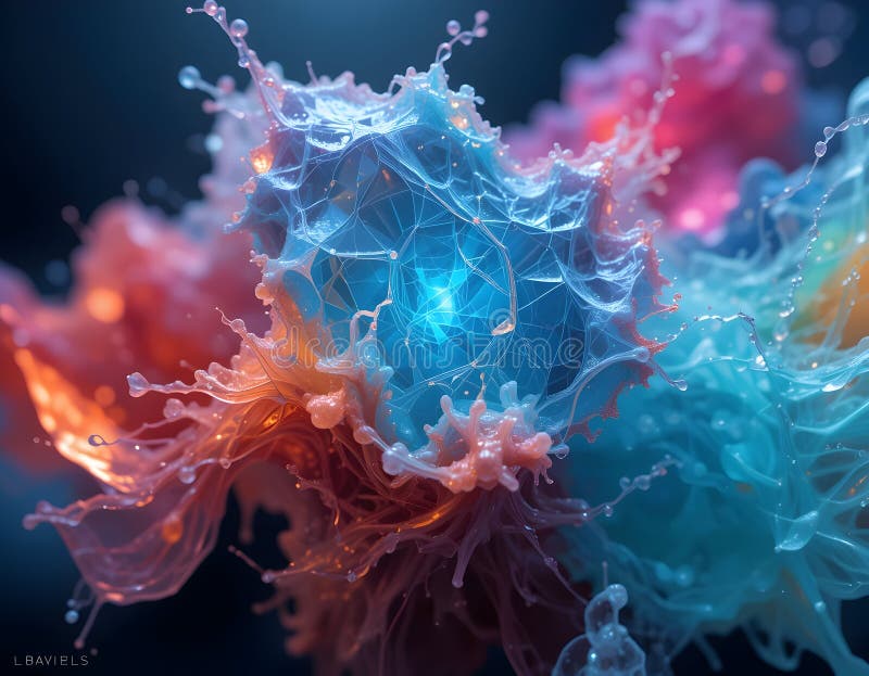 Abstract Digital Art Featuring Colorful Liquid Forms with Glowing Core ...