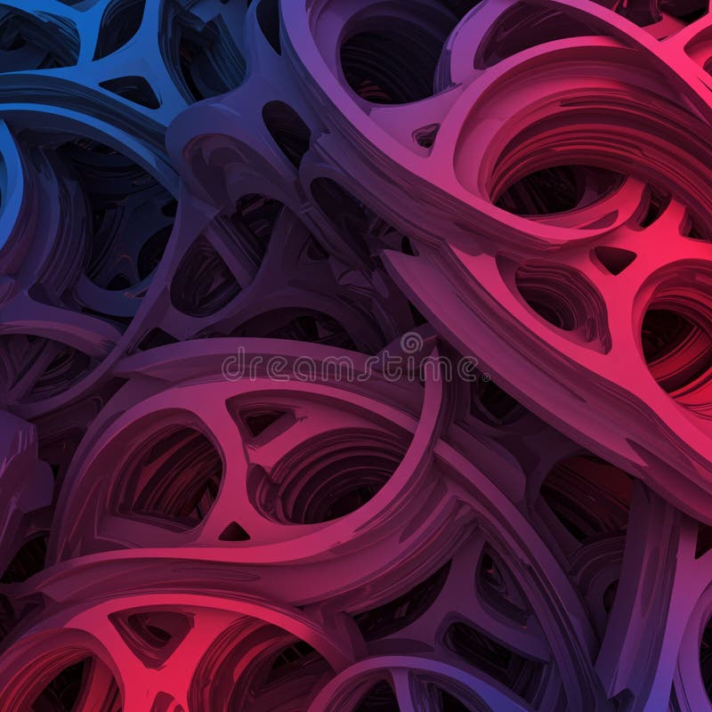Abstract Digital Art Featuring a Complex Network of Interwoven, Curved ...