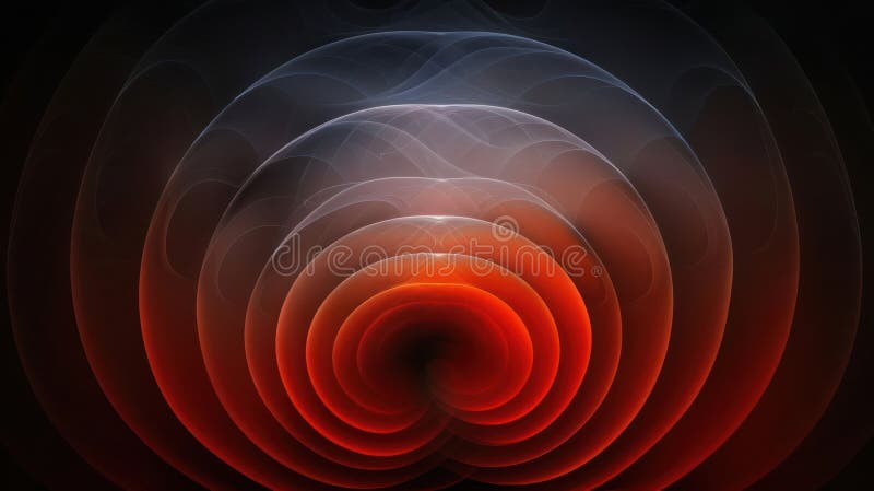 Abstract Digital Art Featuring Concentric Waves in Red and Black Hues ...
