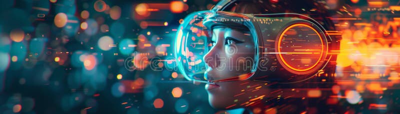 Abstract Digital Art Featuring a Face Surrounded by Colorful Lights ...
