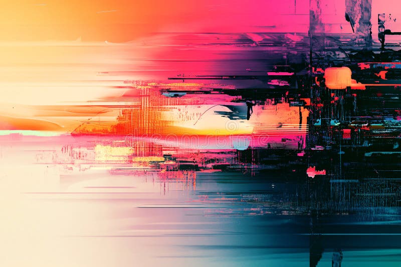 Abstract Digital Art Featuring a Glitch Effect, Vibrant Colors, and a ...
