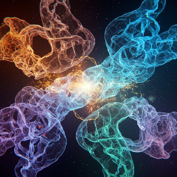 Abstract Digital Art Featuring Intertwining, Translucent Shapes ...