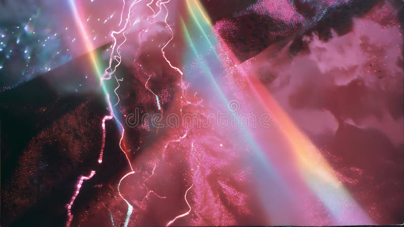 Abstract Digital Art Featuring a Surreal Landscape with Lightning-like ...